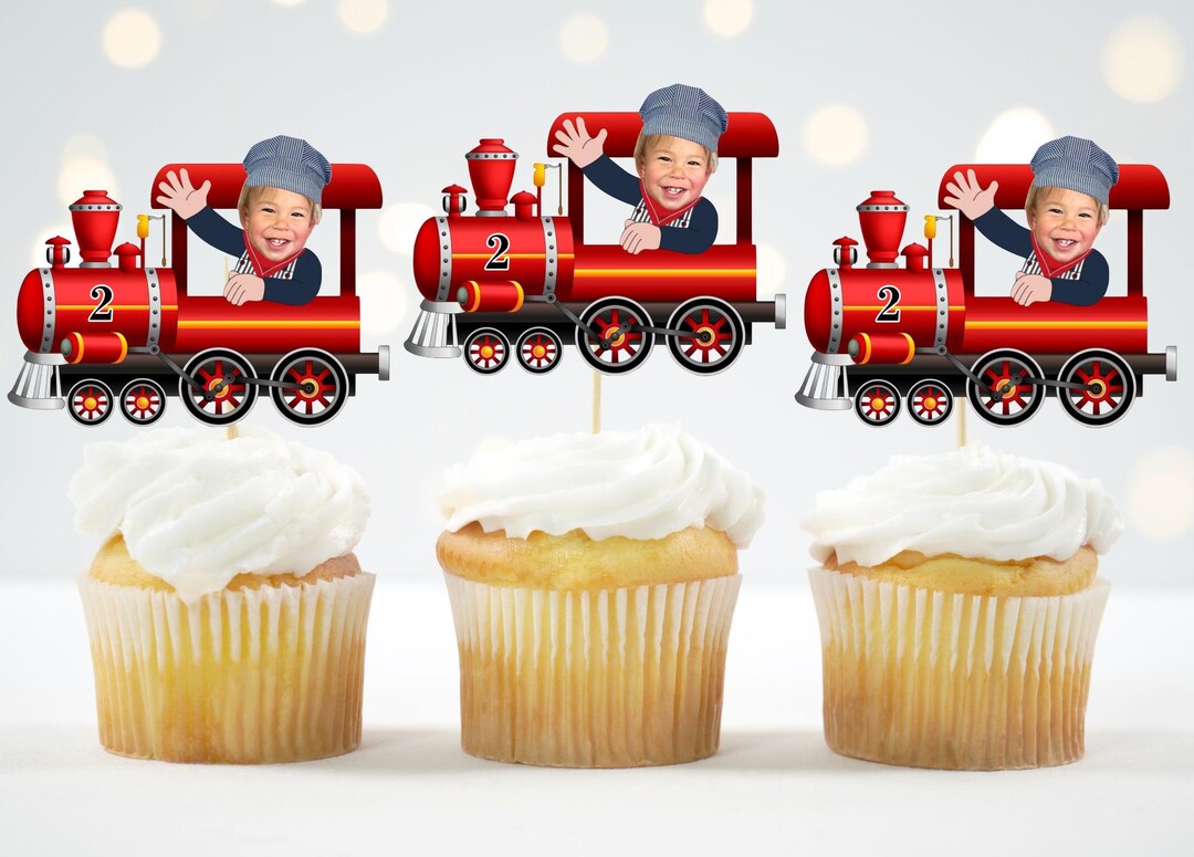 Train Railroad Engineer Cupcake Toppers Personalized Custom Cake Topper ...