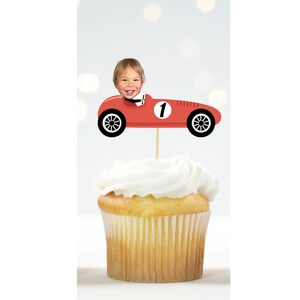 Vintage Race Car Cupcake Topper Custom Photo Race Cupcake Topper Face ...