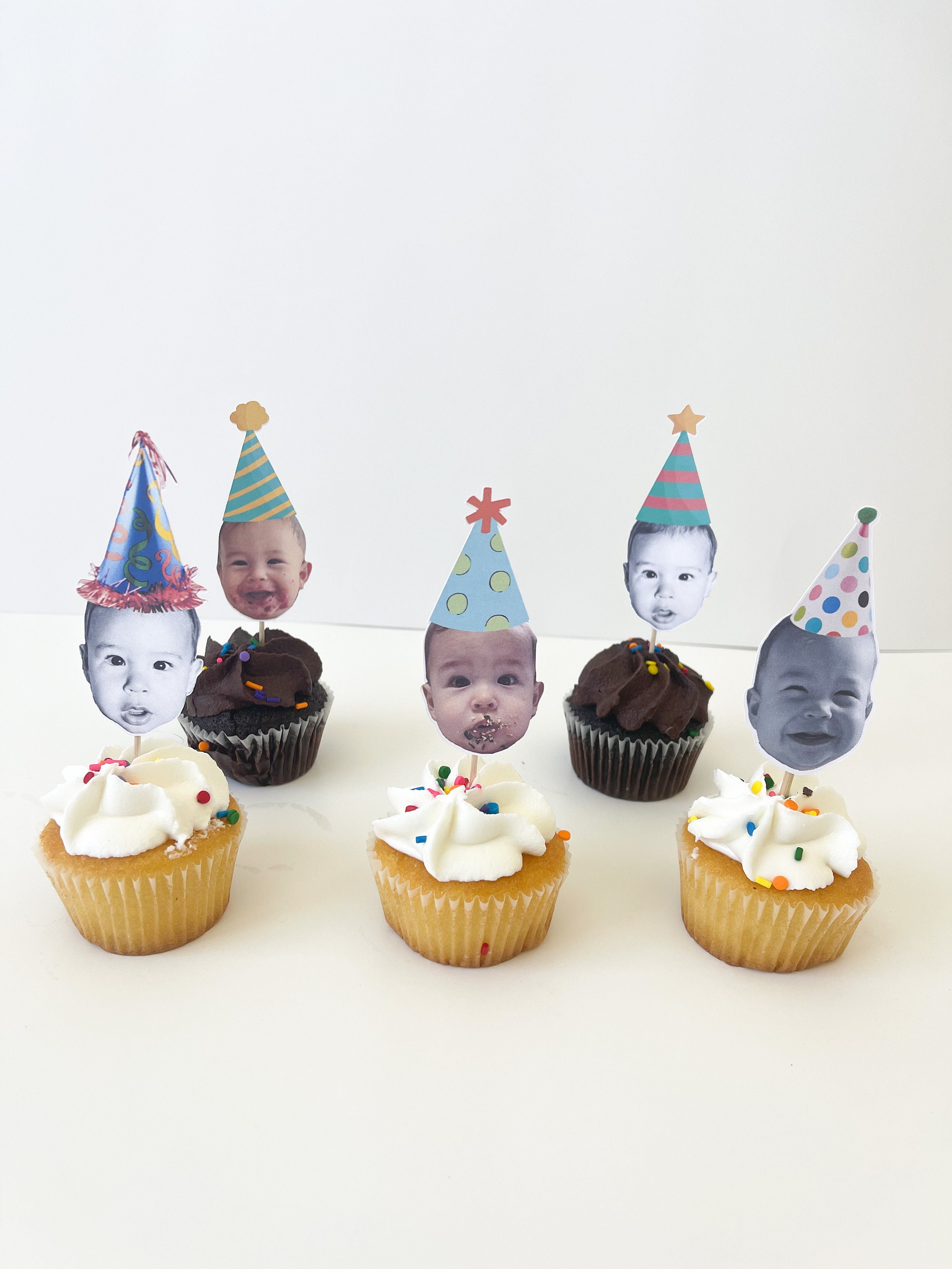 Custom Face Cupcake Toppers First Birthday Bachelorette Dog - Etsy