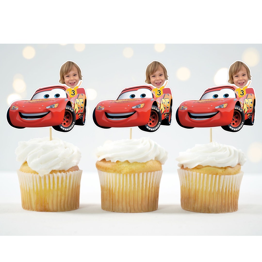 Lightning Mcqueen Personalized Face Cupcake Toppers Matter Custom Photo ...