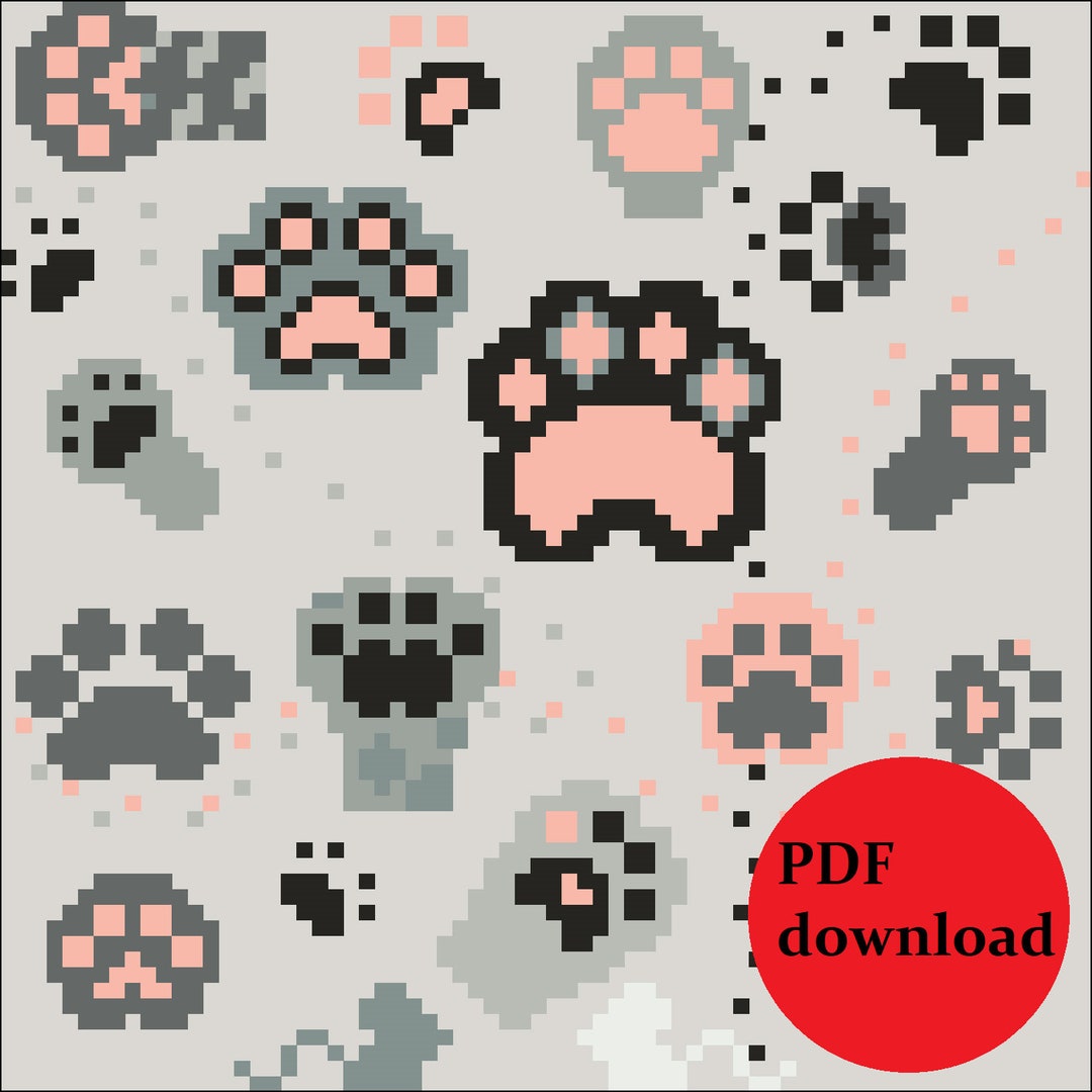 Cats Paw Prints Sample Instant PDF Download Digital Patern. Easy Cross ...
