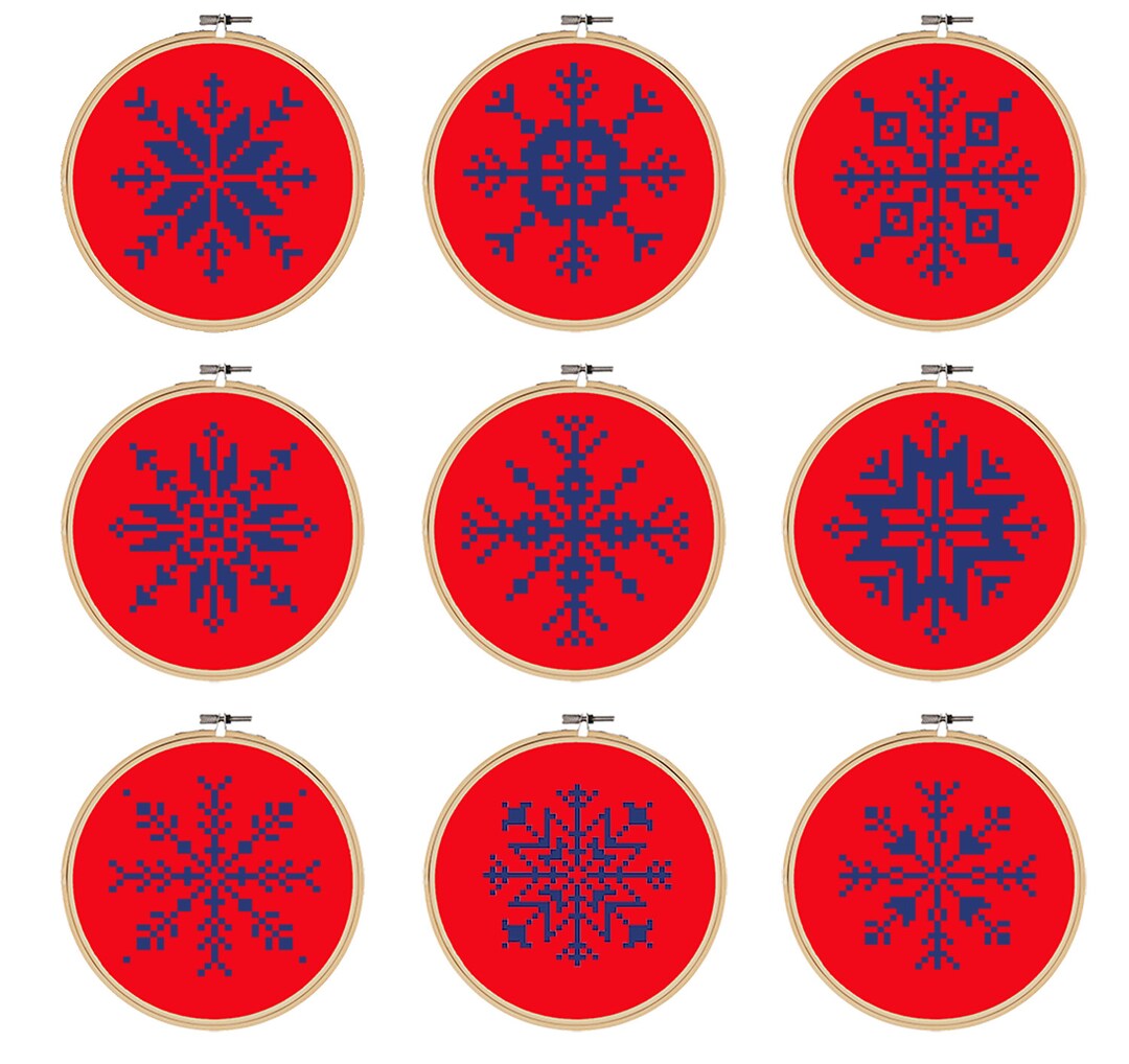 9 Mini Snowflakes Patterns PDF Download, Embroidery Cross Stitch ...