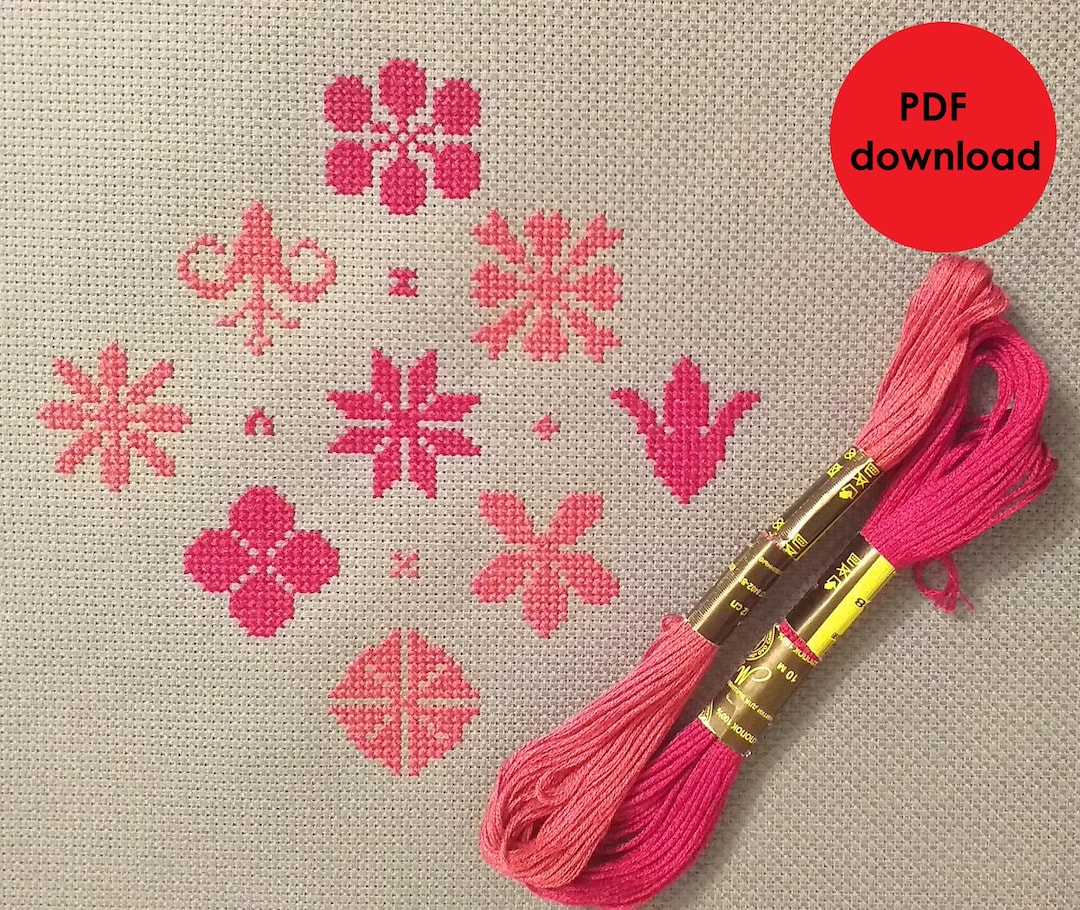 12 Small Flower Designs for Cross Stitch, Digital Pdf File Instant ...