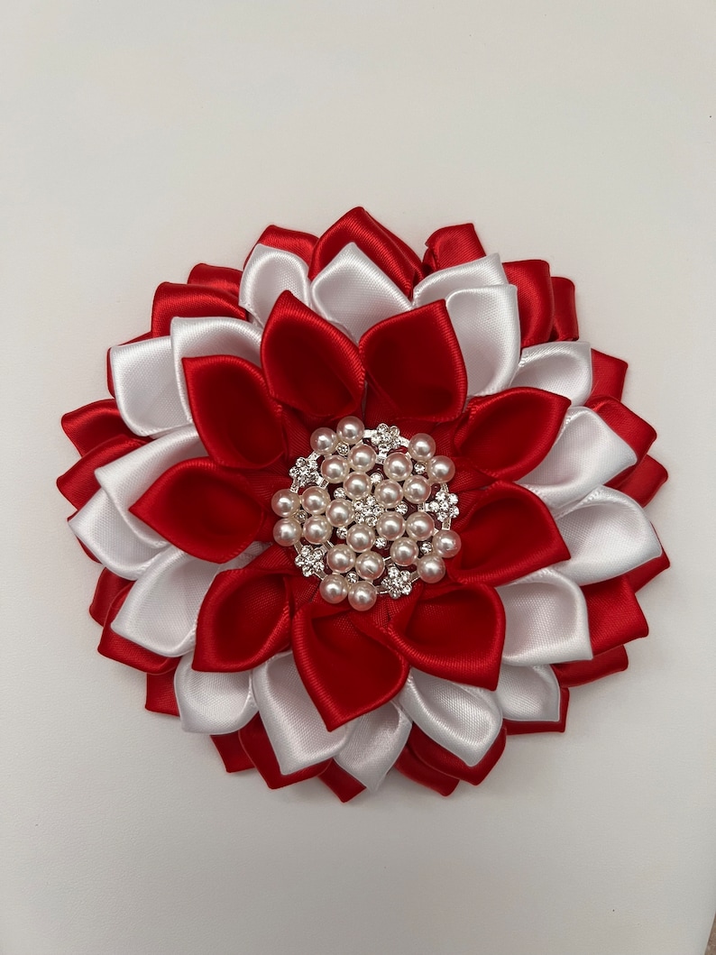 DST Inspired Brooch- Red and White Floral Brooch | Devastating Diva Pin ...