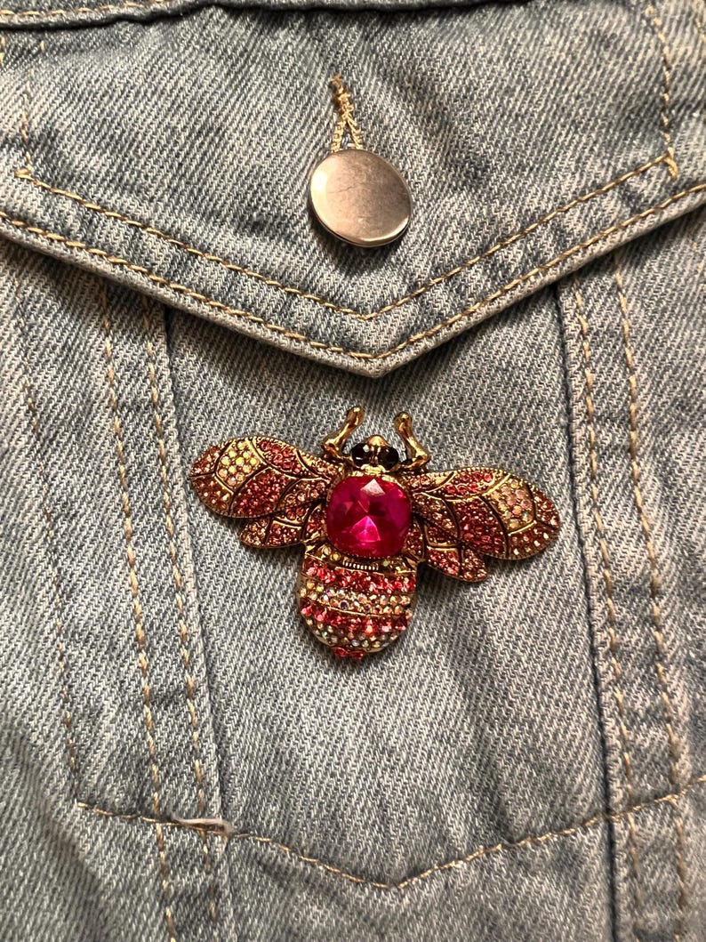 Bee Brooch – Sparkly Bee Pin | Gold Bee Jewelry | Whimsical Statement ...