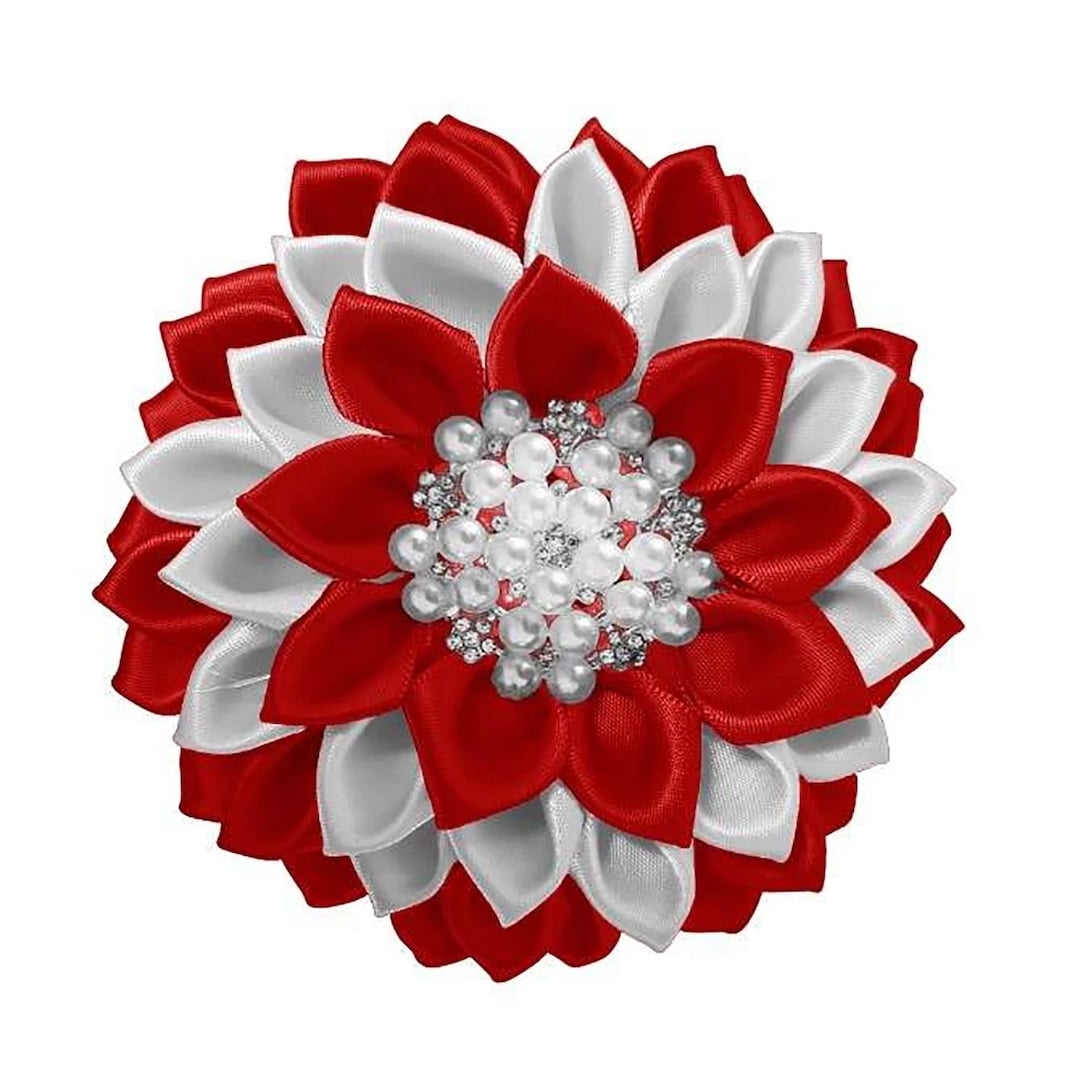 DST Inspired Brooch- Red and White Floral Brooch | Devastating Diva Pin ...