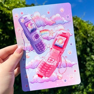 Dreamy Kawaii Flip Phone Art Print / Impresión de arte caprichosa ...