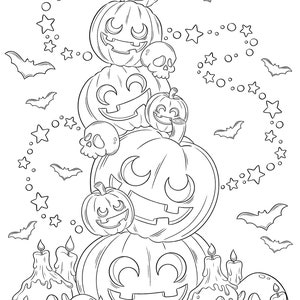 Cute Halloween Coloring Bundle Kawaii Spooky Coloring Pages Halloween ...
