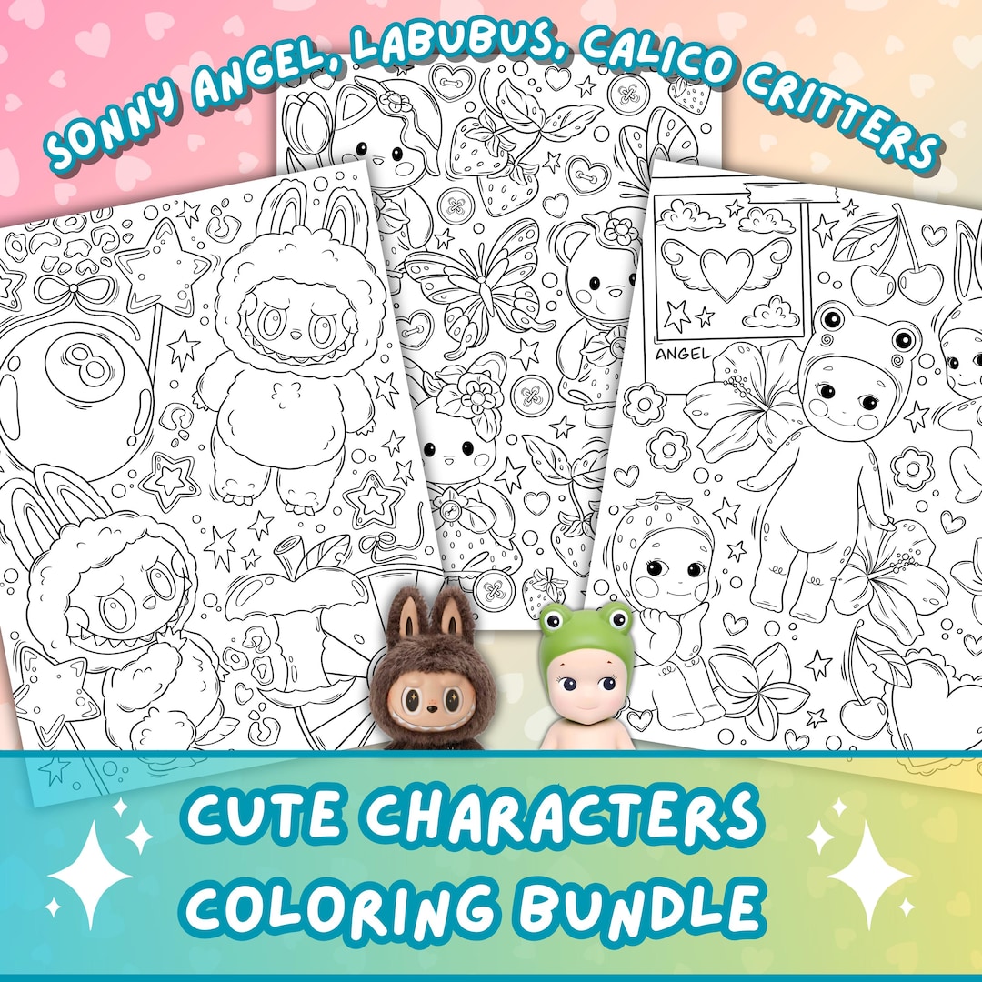 Cute Character Coloring Pages | Kawaii Dolls Digital Coloring Book for ...