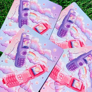 Dreamy Kawaii Flip Phone Art Print | Aesthetic Whimsical Art Print ...