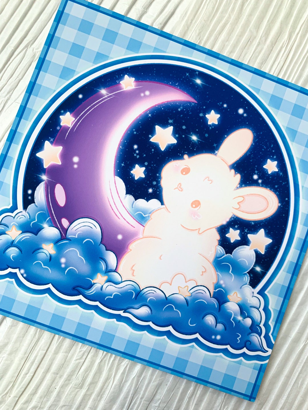 Dreamy Bunny Aesthetic Art Print | Bunny Kawaii Art Print | Celestial ...