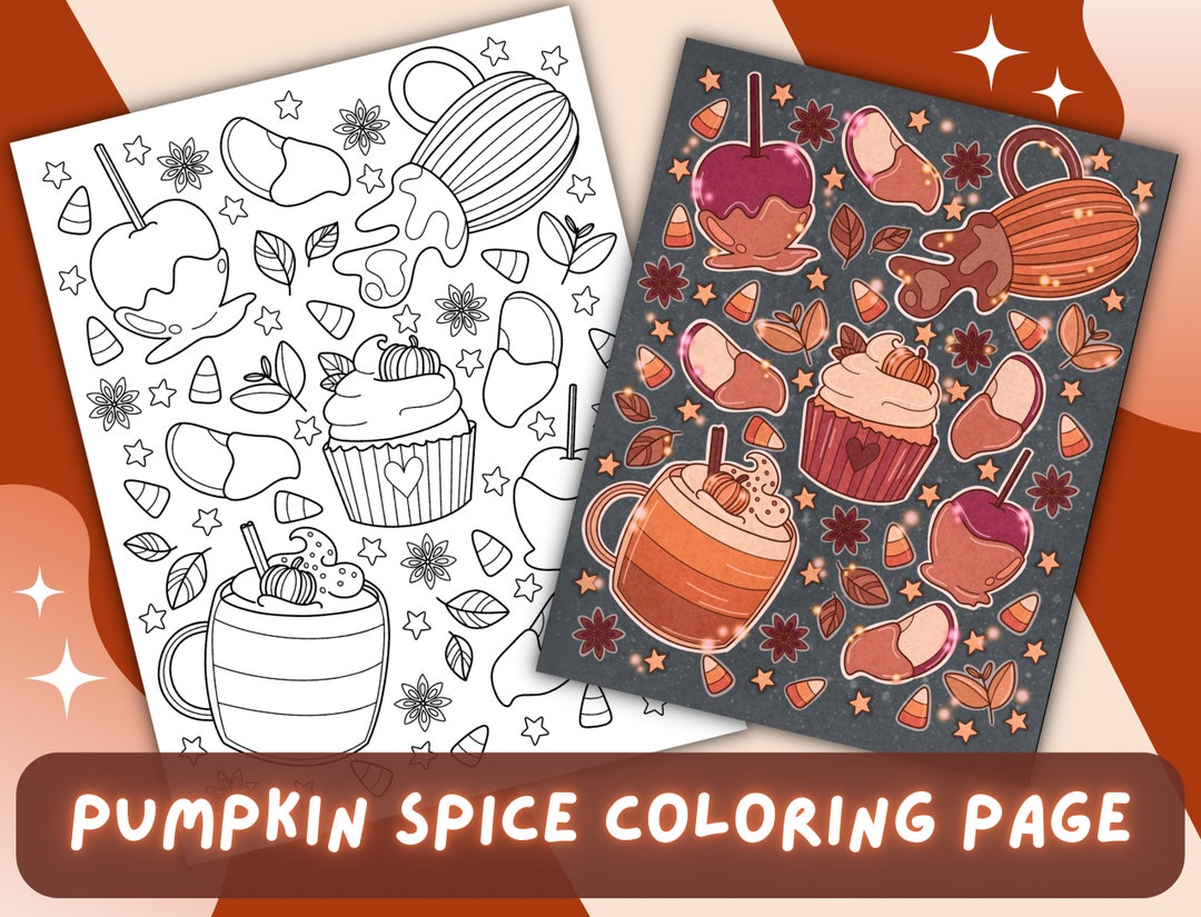Pumpkin Spice Coloring Page | Cute Fall Coloring Page | Coloring Page ...