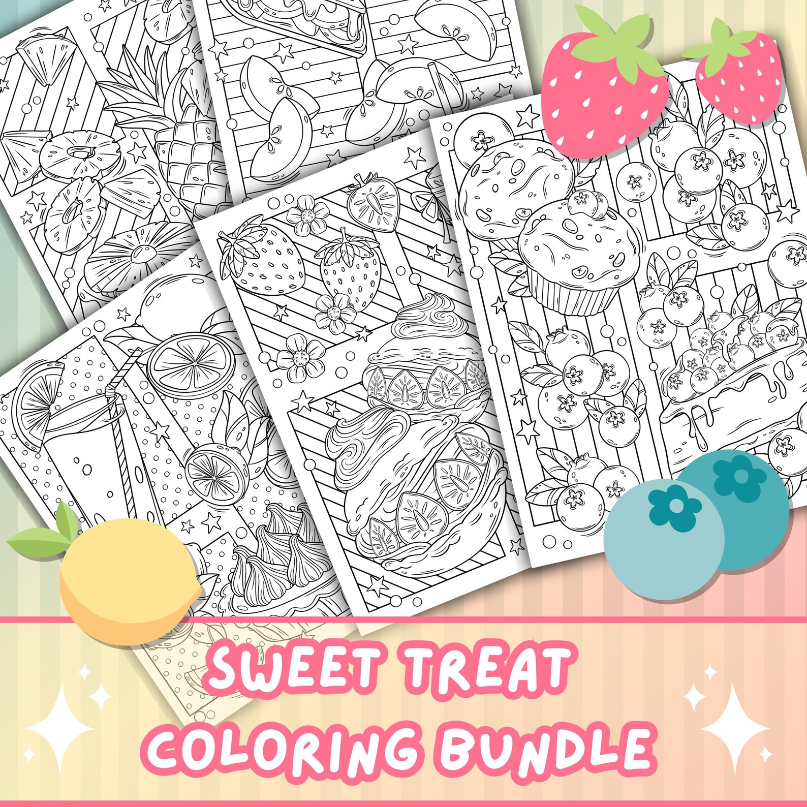 Sweet Treat Coloring Pages | Kawaii Dessert Coloring Pages for Adults ...