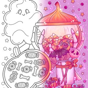 Halloween Candy Coloring Page | Cute Coloring Page for Spooky Season ...