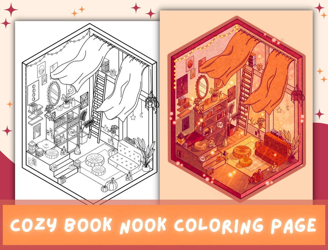 Witch’s Book Nook Coloring Page | Kawaii Coloring Page | Kawaii ...