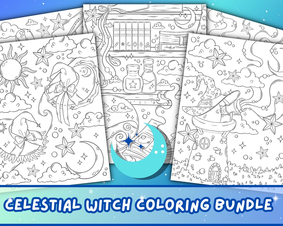 Celestial Witch Coloring Pages | Fantasy Art (digital Download) - Etsy