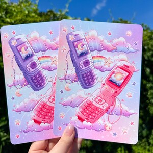Dreamy Kawaii Flip Phone Art Print | Aesthetic Whimsical Art Print ...