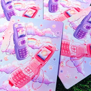 Y2K Flip Phone Kawaii Art Print: Pastel Room Decor - Etsy
