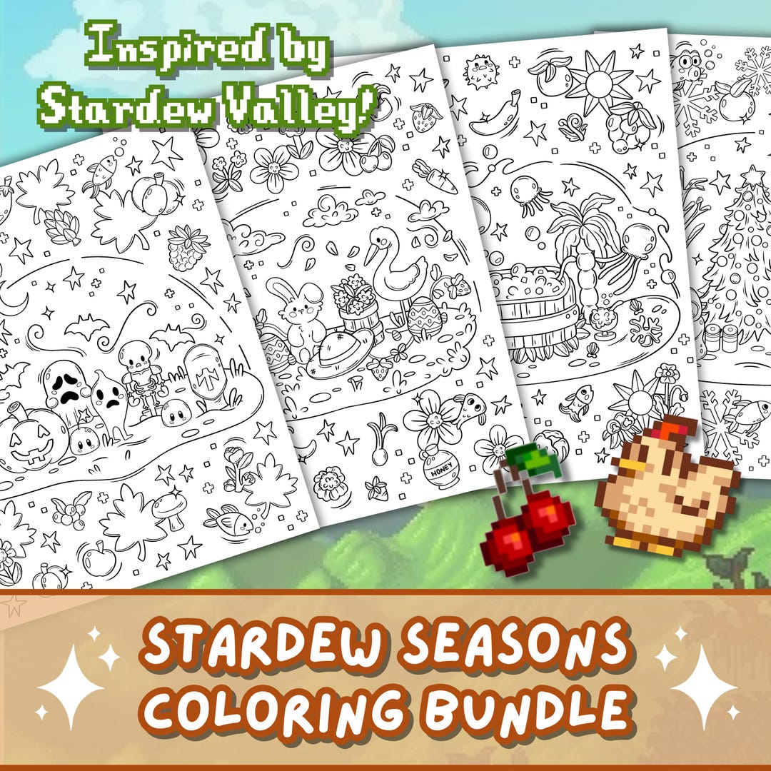 Cozy Seasons Coloring Pages Inspired by Farming Game | Cute Adult ...
