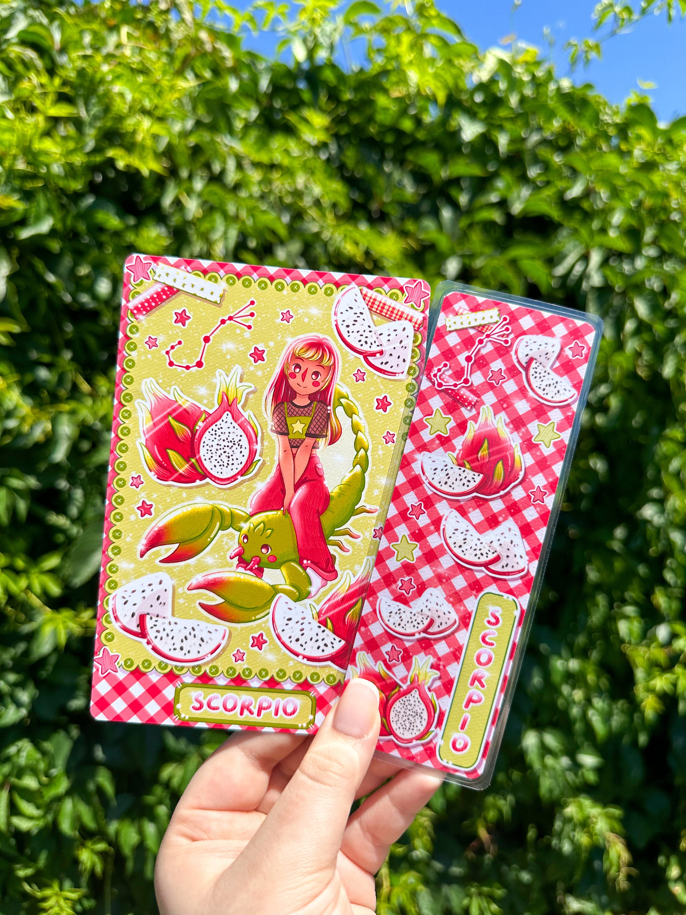 Dragon Fruit Scorpio Zodiac Bookmark | Kawaii Aesthetic Gift - Etsy