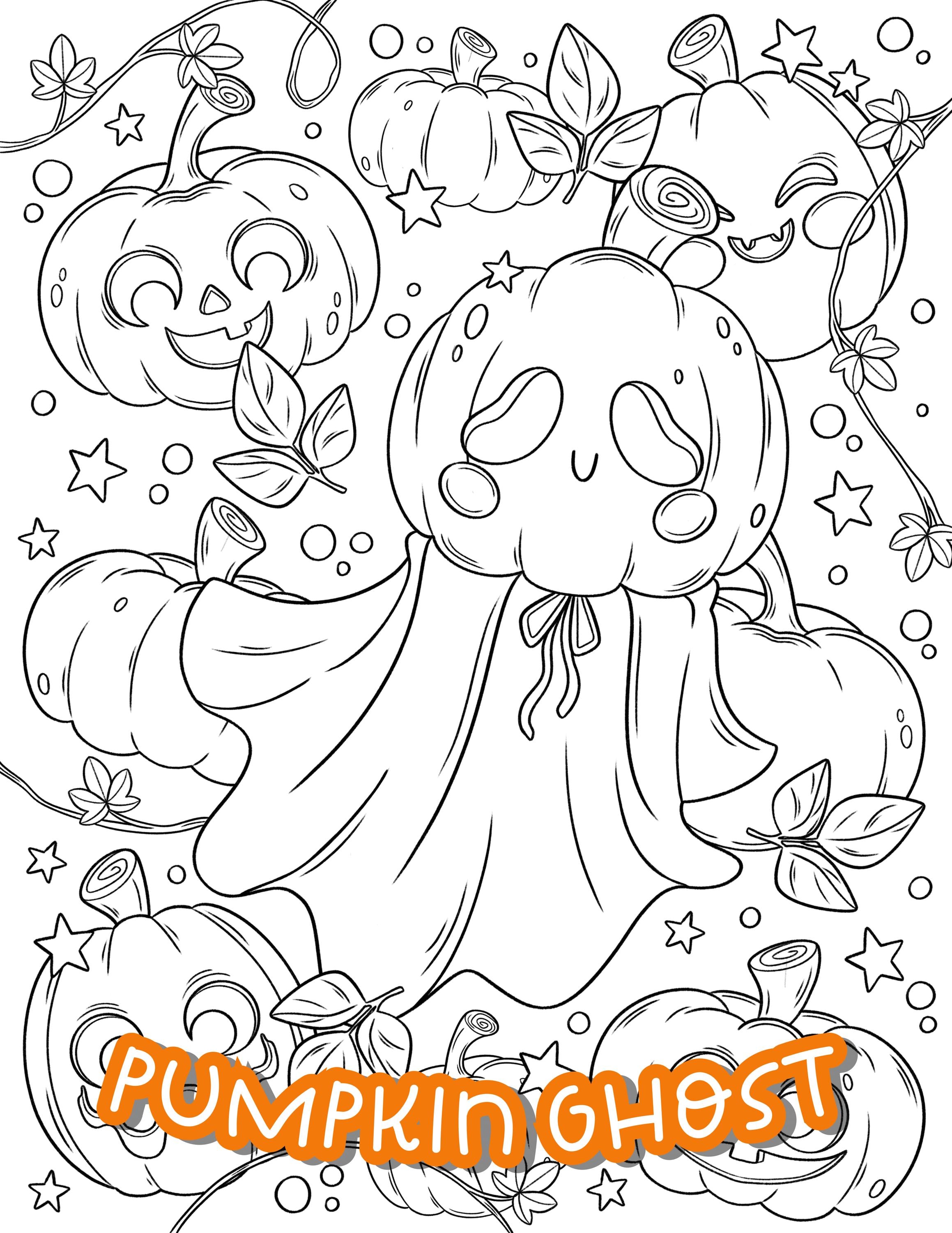 Cute Ghost Coloring Pages | Halloween Printable Bundle (PNG, PDF) - Etsy