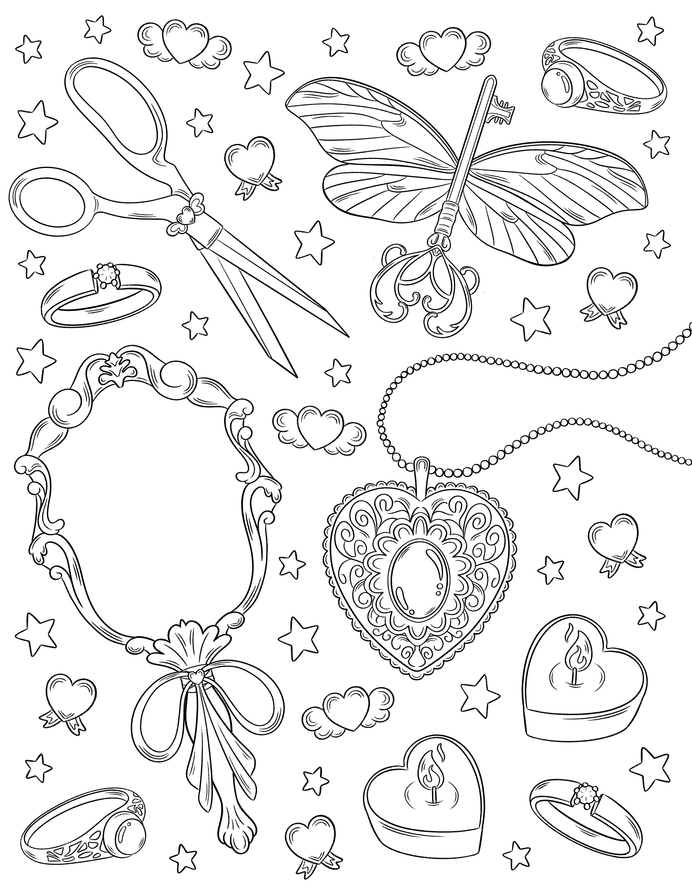 Antique Trinkets Coloring Page Fantasy Coloring Page for - Etsy