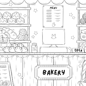 Cute Bakery Coloring Page | Kawaii Coloring Page | Kawaii Food Cute ...