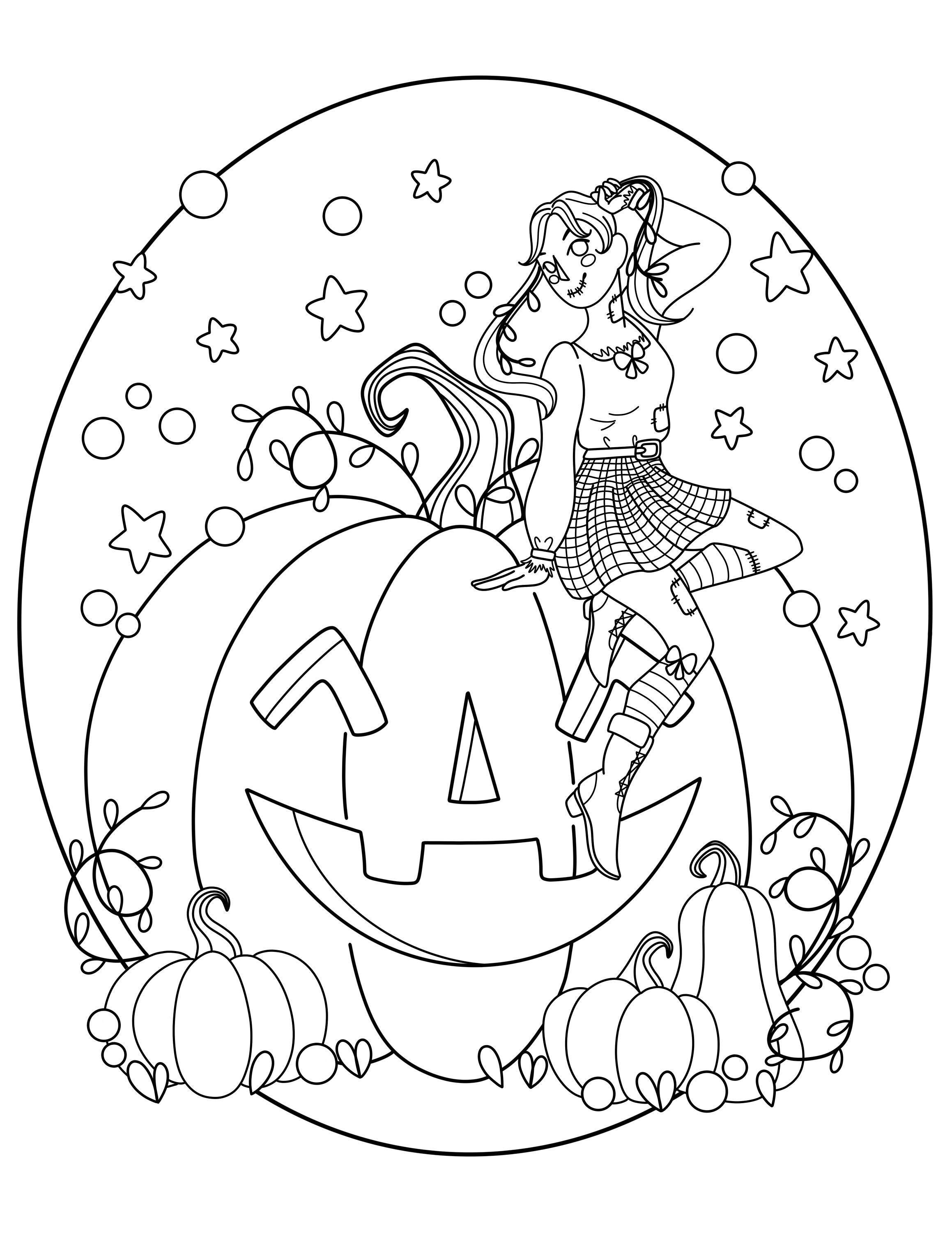 Scarecrow Fall Coloring Page Cute Autumn Coloring Page - Etsy