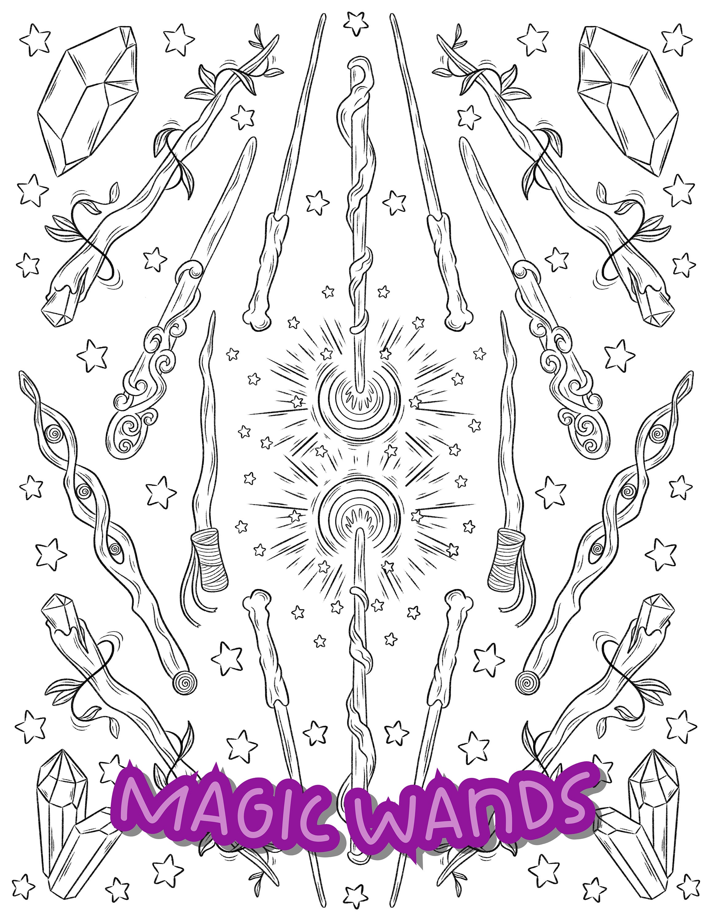 Witch Coloring Pages Vol 2 | Witchy Aesthetic, Crystals (printable PDF ...