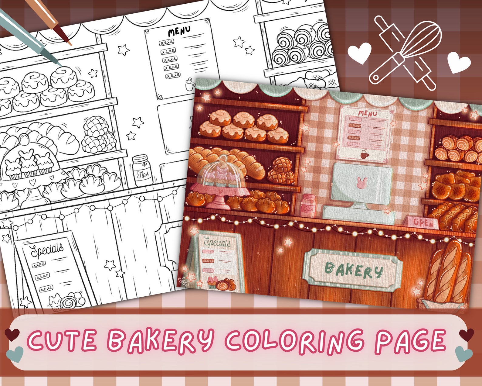 Kawaii Bakery Coloring Page | Cute Food, Pastries (printable or Digital ...