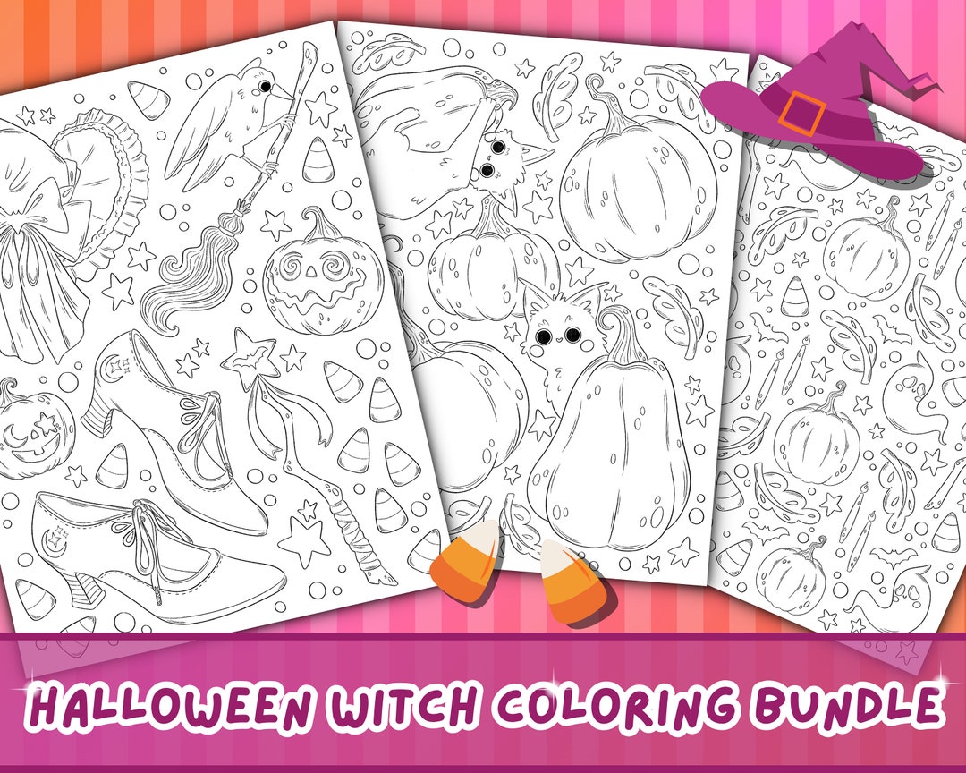 Halloween Witch Coloring Pages | Cute Halloween Coloring Book ...