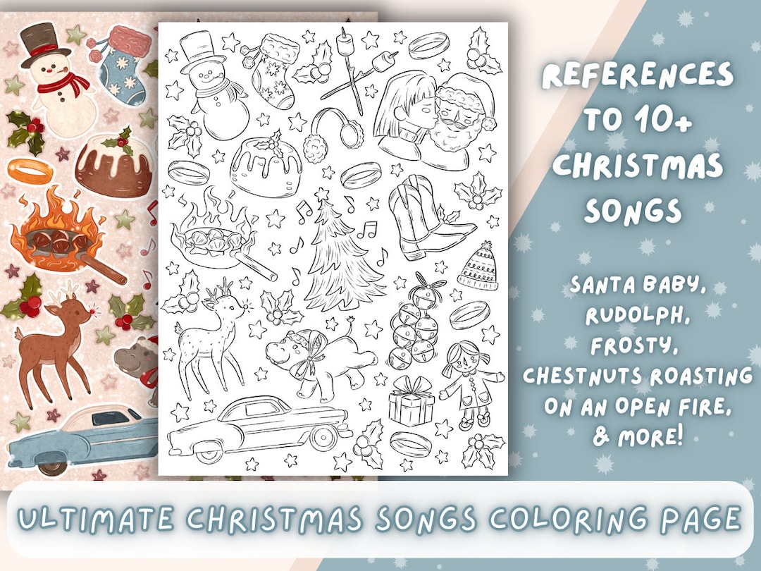 Christmas Songs Coloring Page | Xmas Coloring Page | Seasonal Coloring ...