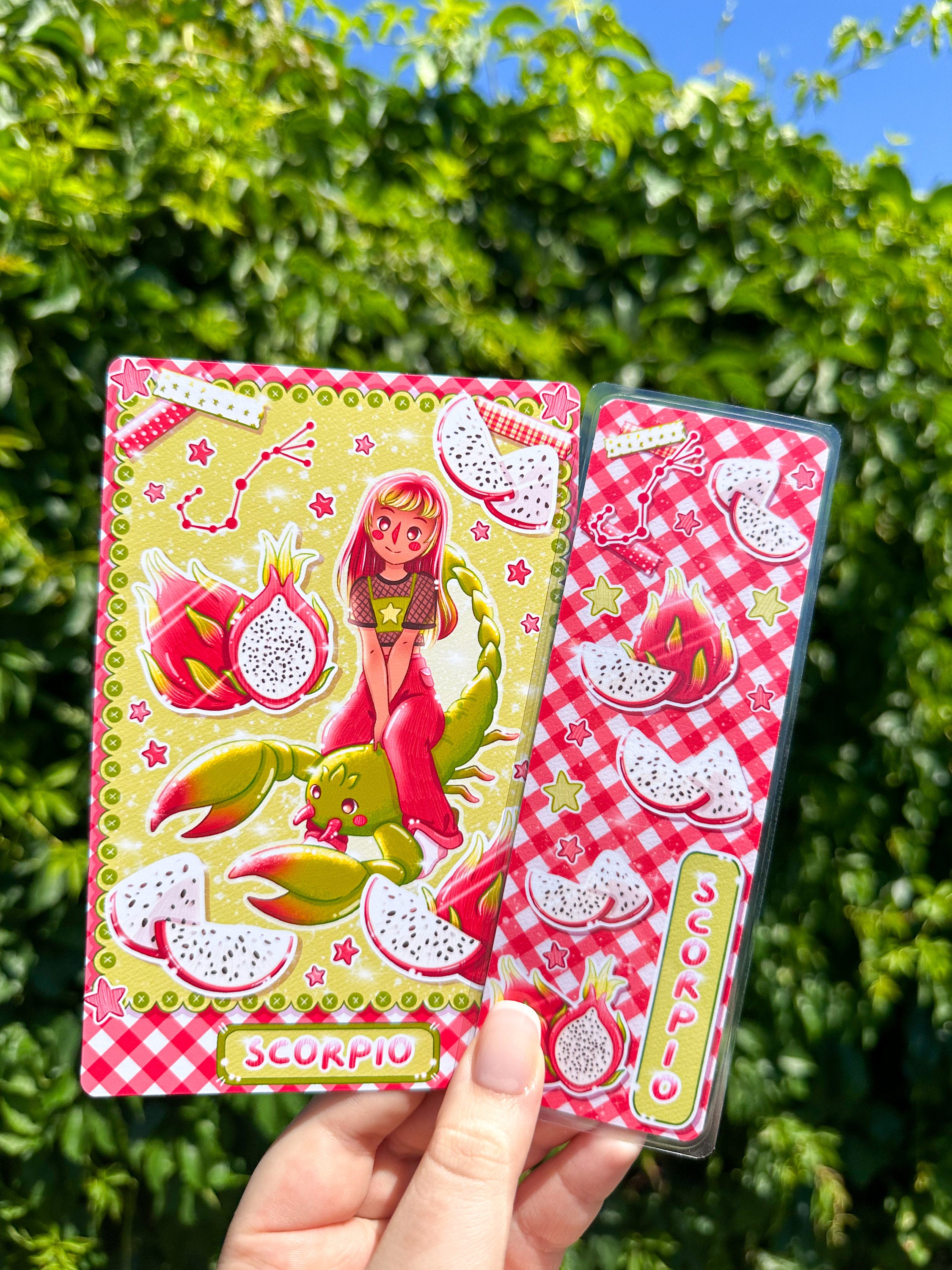 Dragon Fruit Scorpio Zodiac Bookmark | Kawaii Aesthetic Gift - Etsy