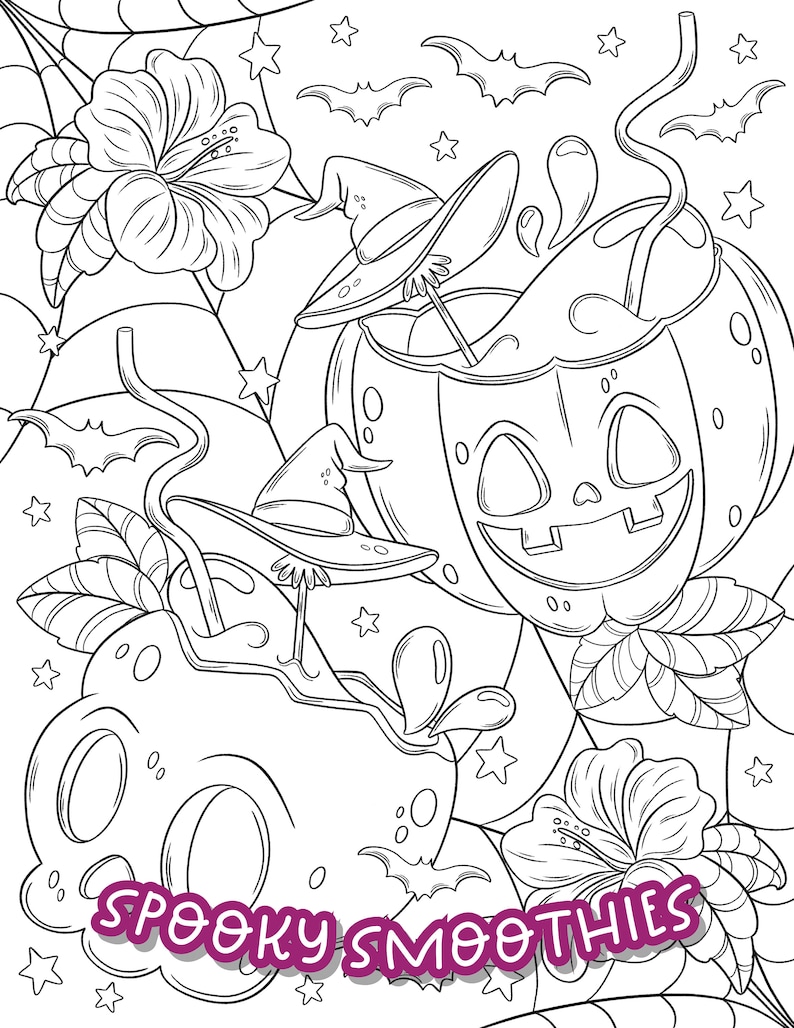 Summerween Coloring Pages | Cute Halloween Designs (PNG, PDF) - Etsy