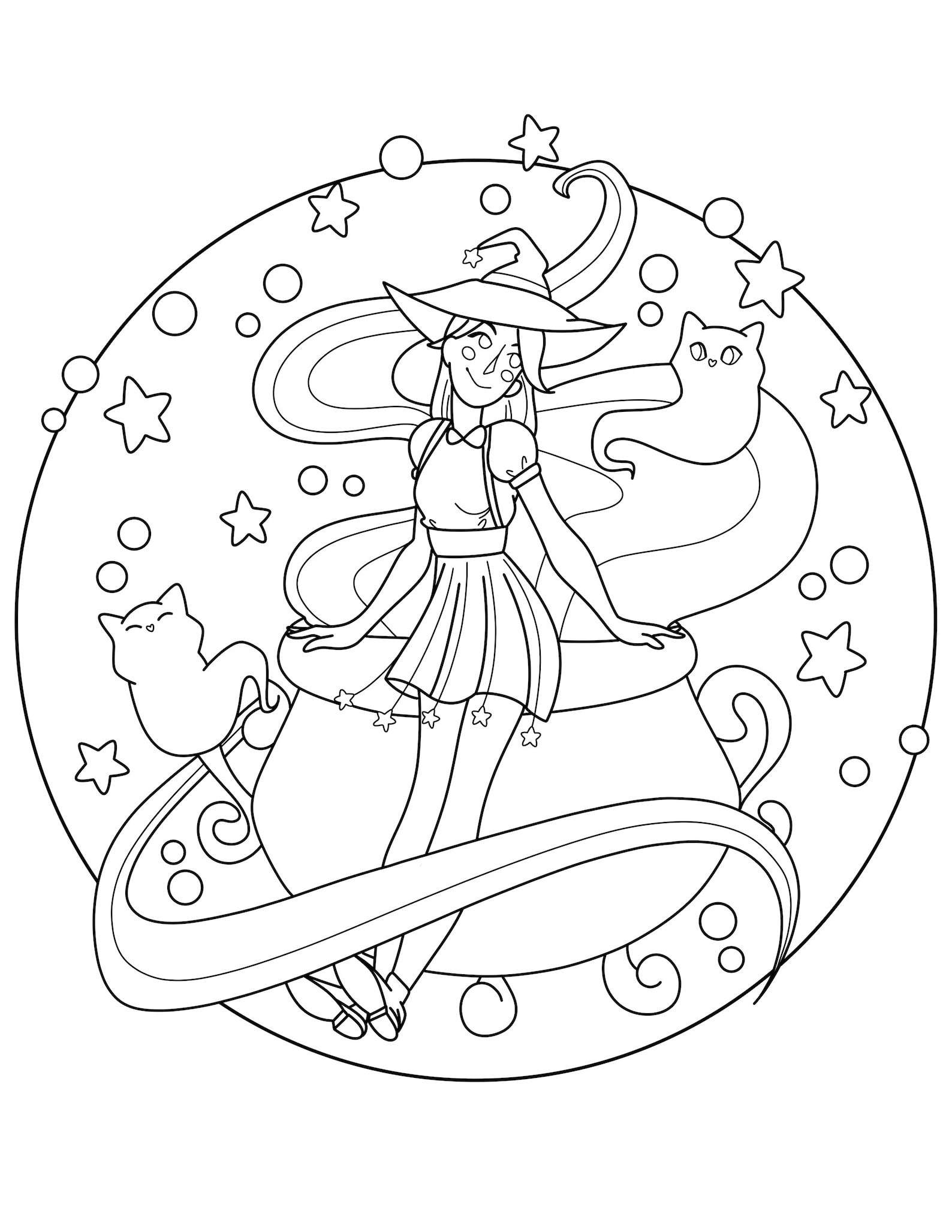 Cute Witch Coloring Page Halloween Coloring Page Witch - Etsy