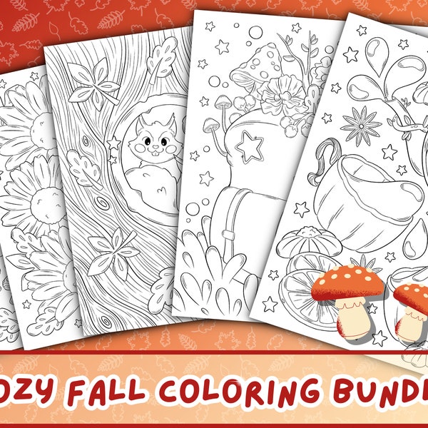Fall Coloring Pages Bundle - Etsy