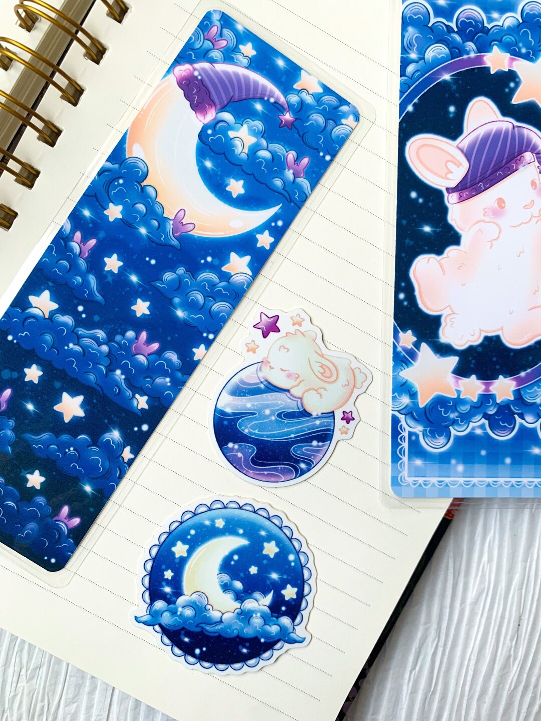 Sleepy Moon Bookmark Dreamy Aesthetic Bookmark Cute - Etsy