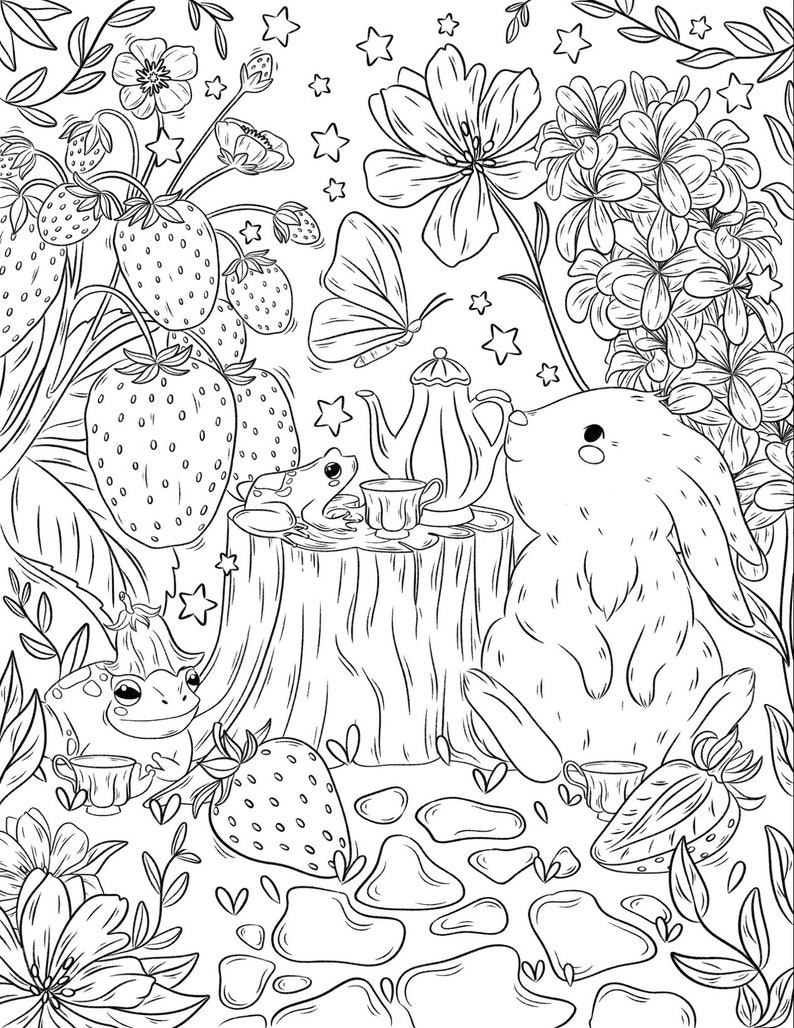 Secret Garden Coloring Page Bundle Cottagecore Nature - Etsy