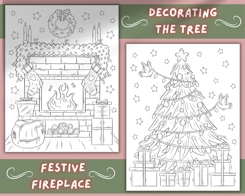 Holiday Coloring Pages Xmas Coloring Page Assorted - Etsy