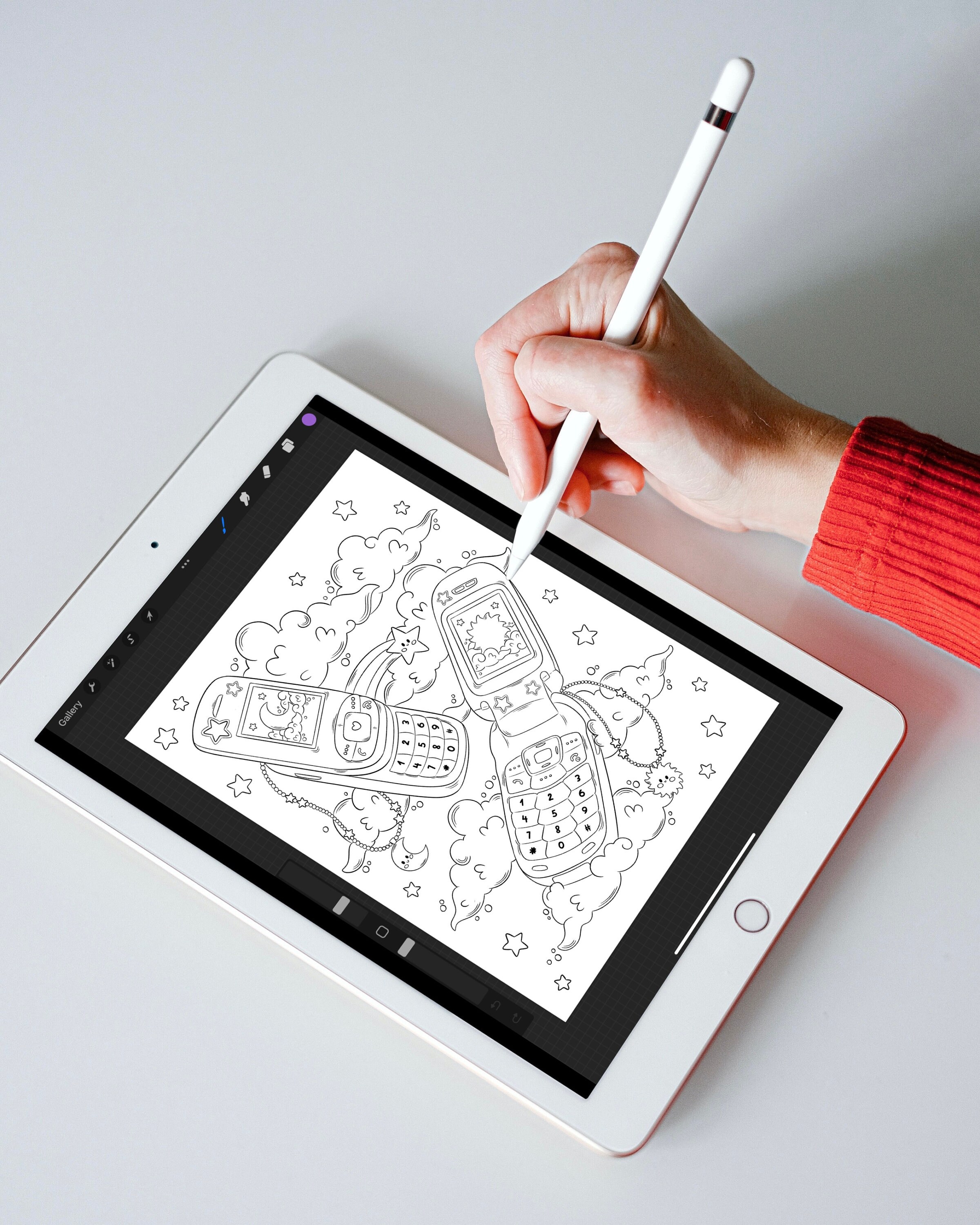 Flip Phone Kawaii Coloring Page | Cute Aesthetic (digital Download) - Etsy