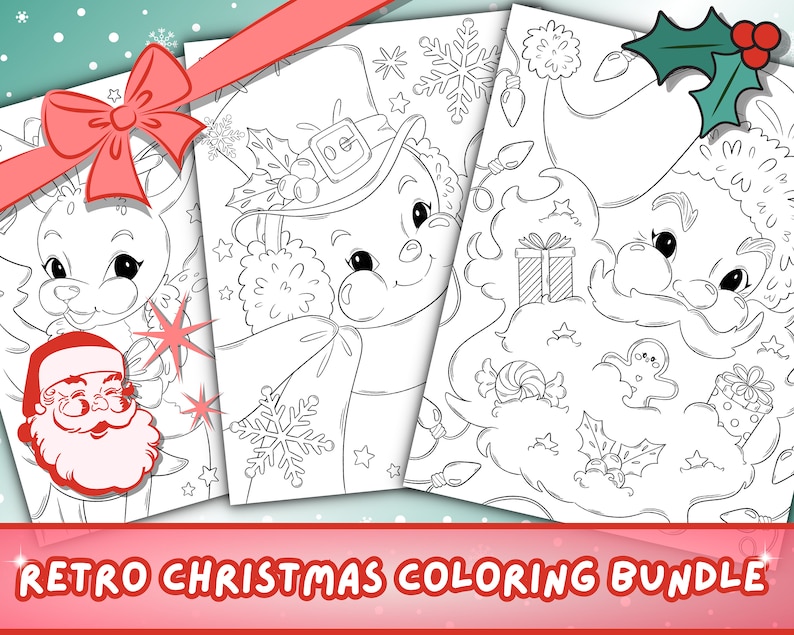 Retro Christmas Coloring Pages | Vintage Santa, Winter Wonderland ...