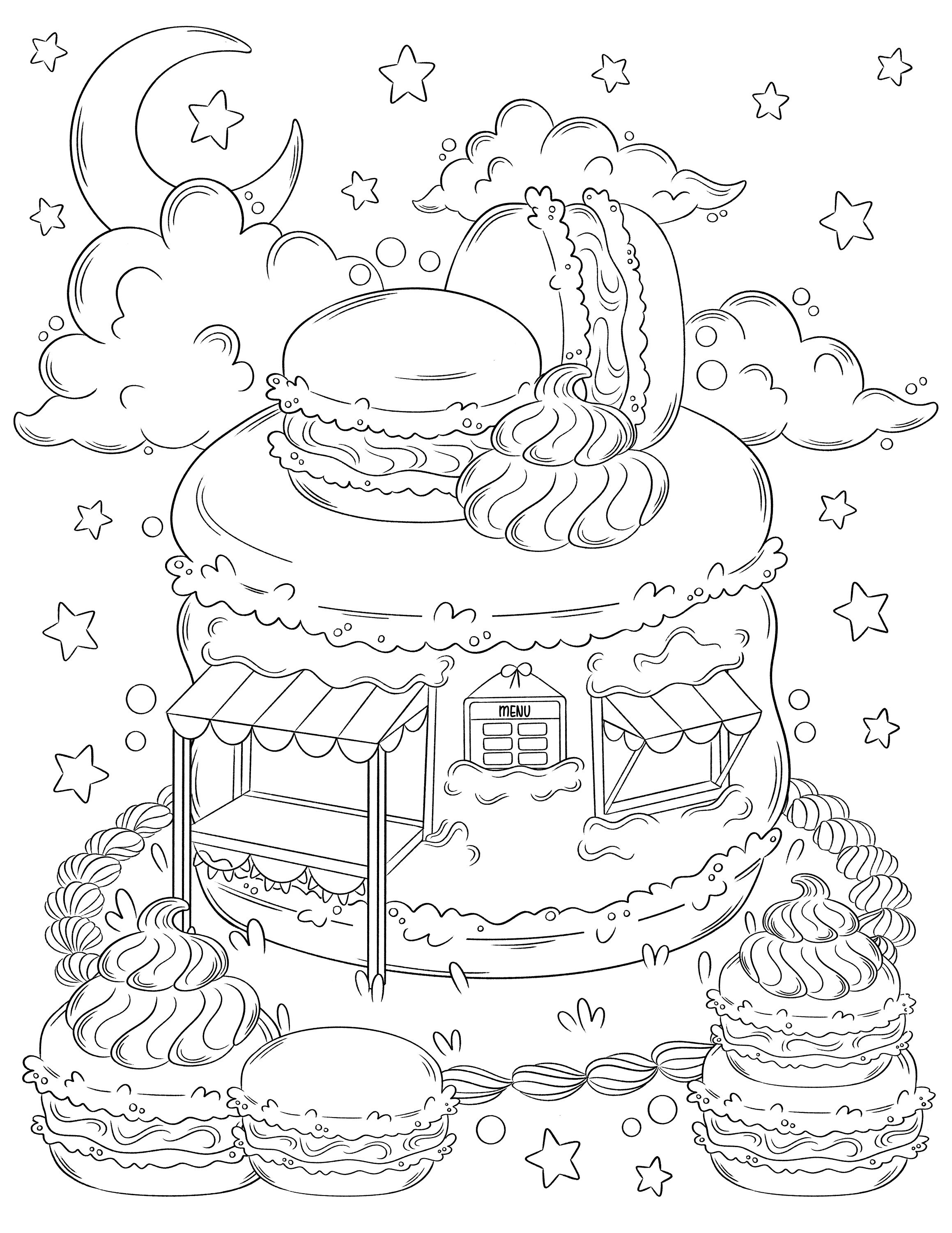 Macaron Shop Coloring Page Kawaii Coloring Page for Kids & - Etsy
