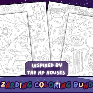 Wizard Aesthetic Coloring Bundle Witch Coloring Pages for Adults Witch ...
