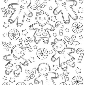 Gingerbread Coloring Page Bundle | Cute Holiday Coloring Pages ...