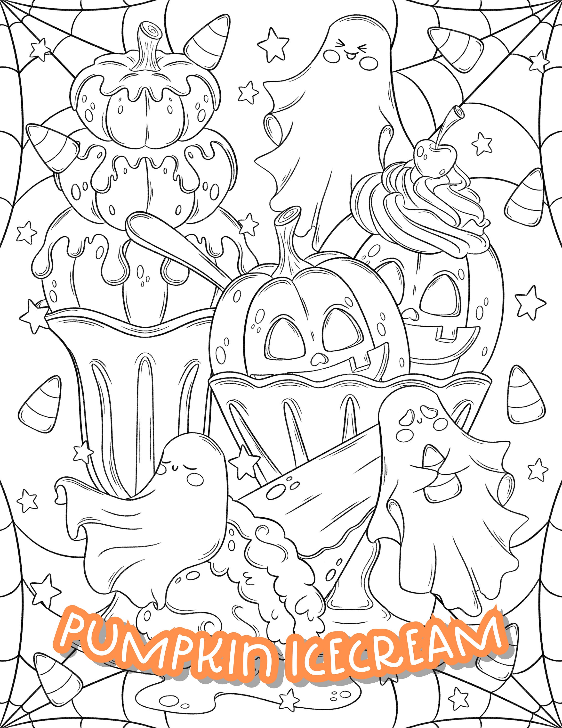 Summerween Coloring Pages | Cute Halloween Designs (PNG, PDF) - Etsy