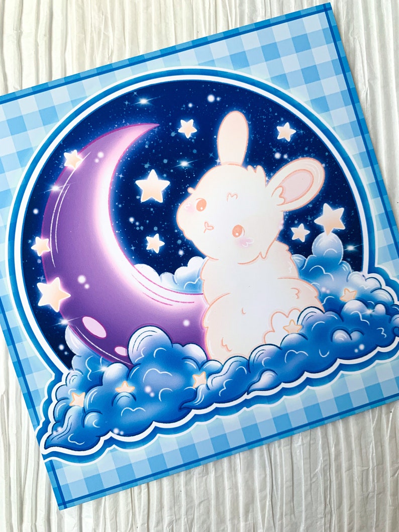 Dreamy Bunny Aesthetic Art Print Bunny Kawaii Art Print - Etsy