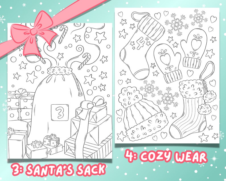Christmas Countdown Coloring Pages: 12 Days of Holiday Fun (digital ...