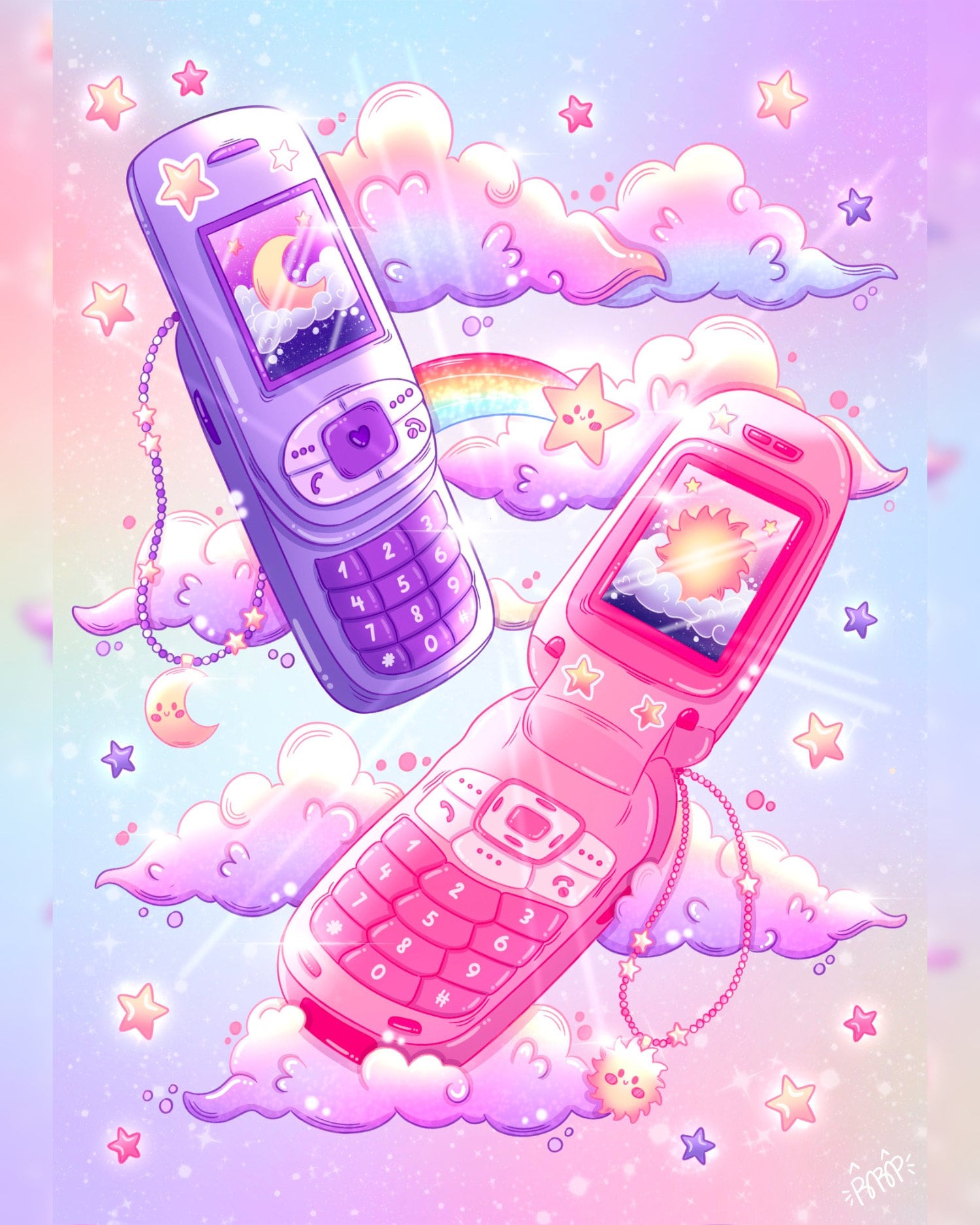 Flip Phone Kawaii Coloring Page Cute Coloring Page Cute - Etsy