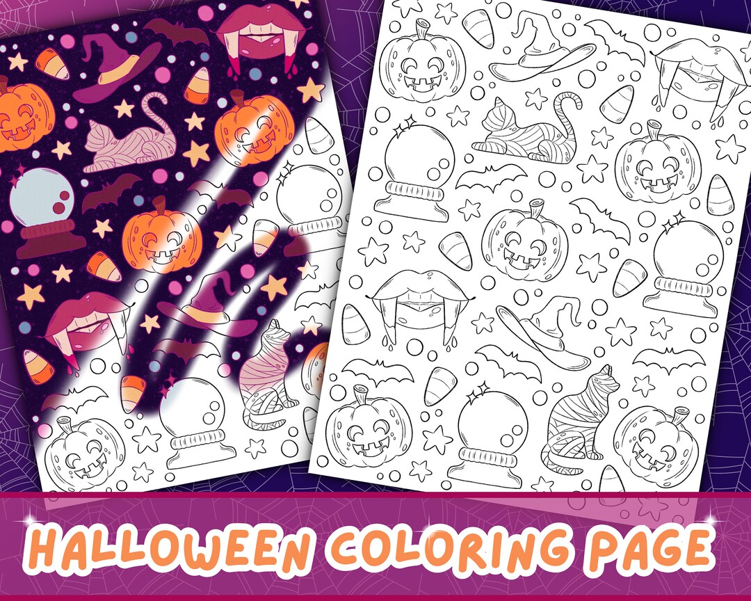 Cute Halloween Coloring Page | Witchy Coloring Page for Spooky Season ...