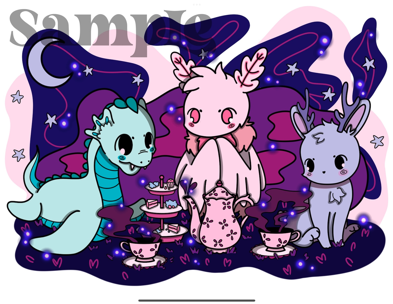 Cryptid Tea Party Coloring Page Creepy Kawaii Coloring Page - Etsy